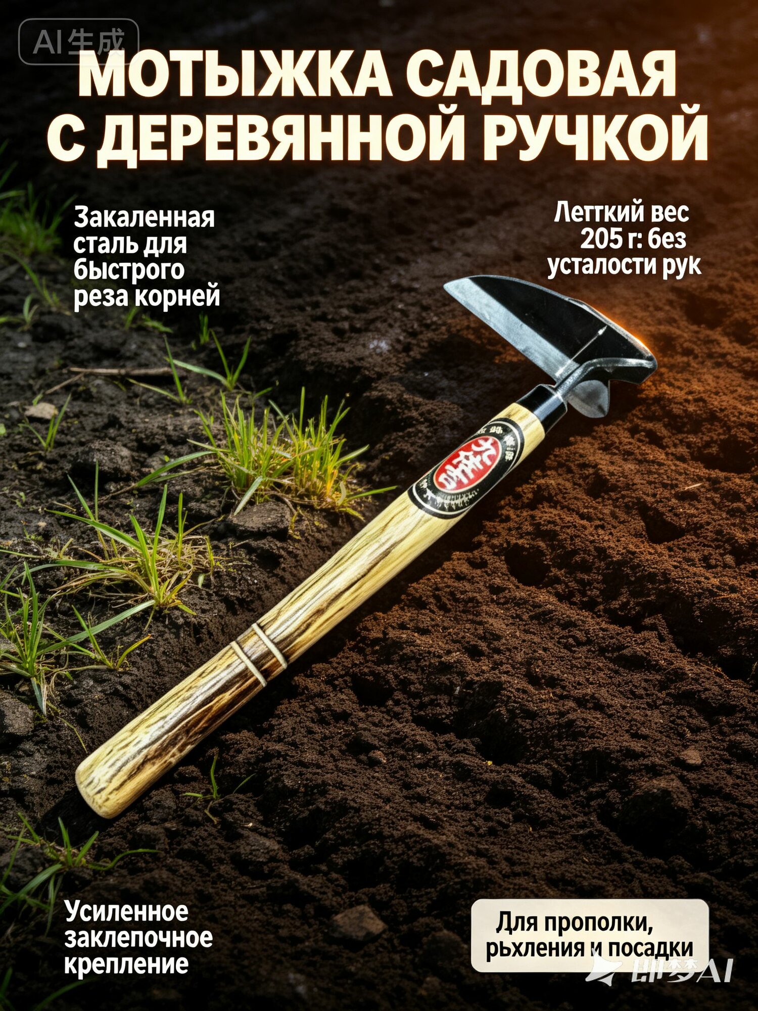 Тяпка 26.55 см рукоять, 12.52 см ширина, нержавеющая сталь