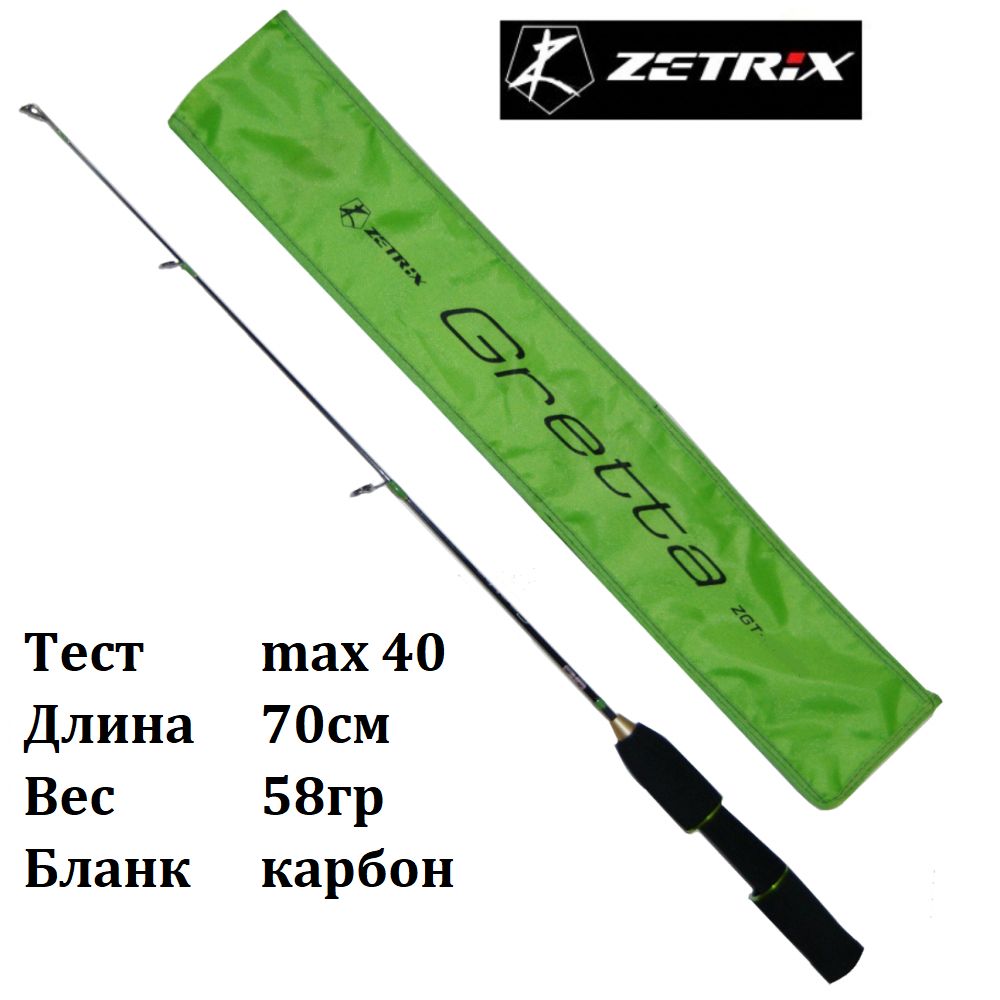 Удочка зимняя Zetrix Gretta ZGT-70HH GEN2, тест до 40гр, вес 58гр / Удилище для блеснения Зетрикс Гретта на судака, щуку