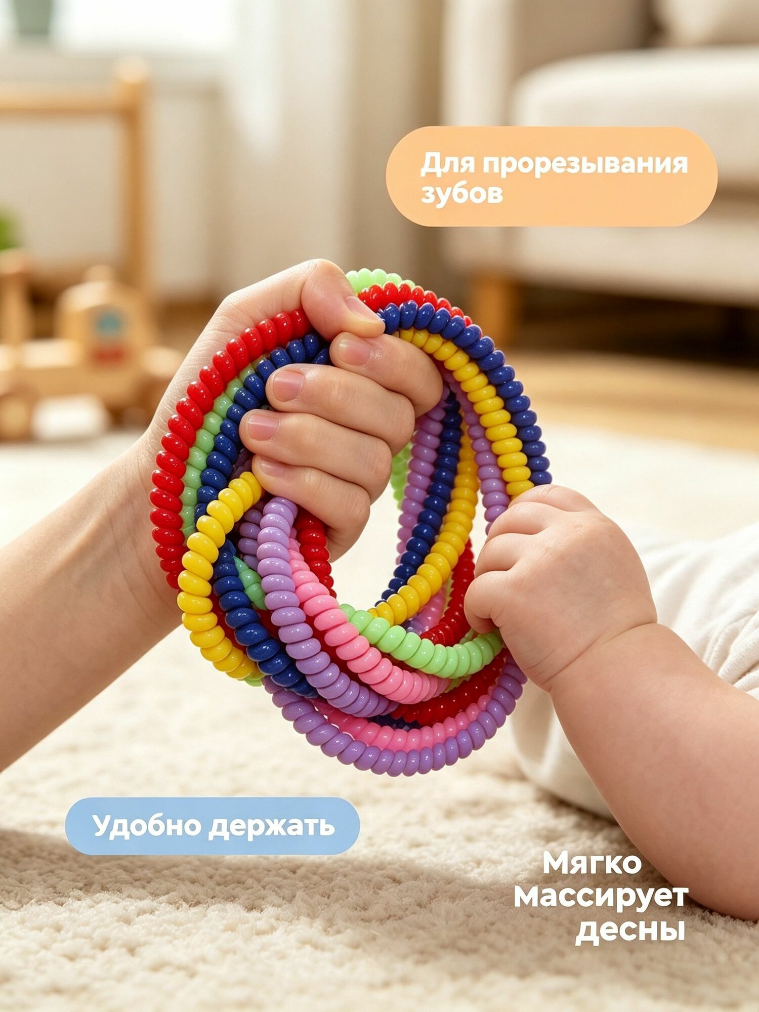 Жевательное ожерелье сенсорное для детей из пищевого ПВХ, набор из 6 штук, для успокоения и концентрации при сдвг и аутизме.