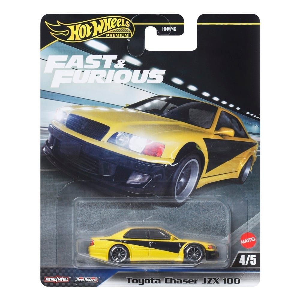Игрушечная машинка Hot Wheels Premium Форсаж Toyota Chaser JZX 100 JBL89, масштаб 1:64, белый
