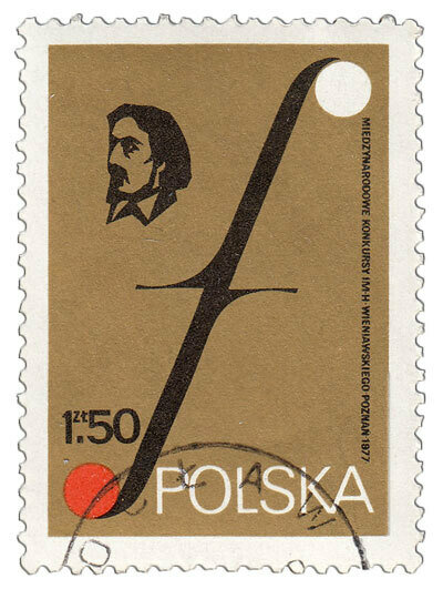 (1977-033) Марка Польша "Генрик Венявский " Международный скрипичный конкурс в Польше (Познань) I