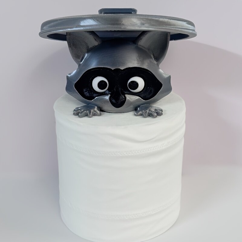 Держатель для туалетной бумаги, серебристый, с 3D-фигуркой выглядывающего енота, установка без инструментов, декор для ванной комнаты