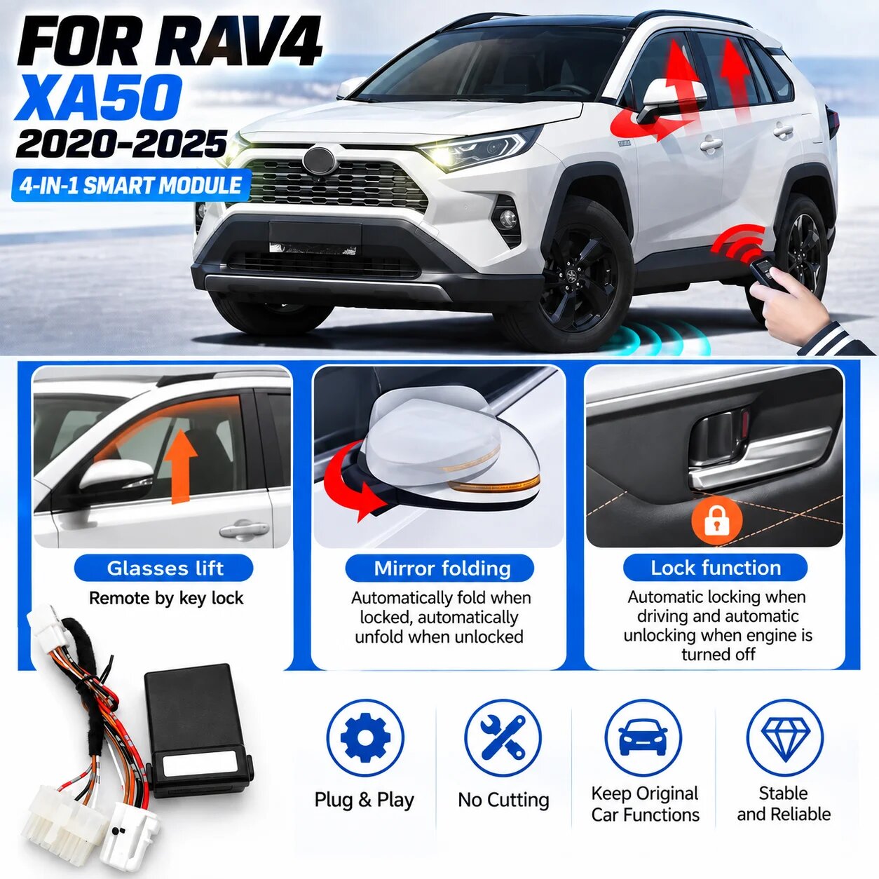Автомобильный Windows Closer OBD модуль блокировки скорости для Toyota Rav4 B 2020-24 RAV4