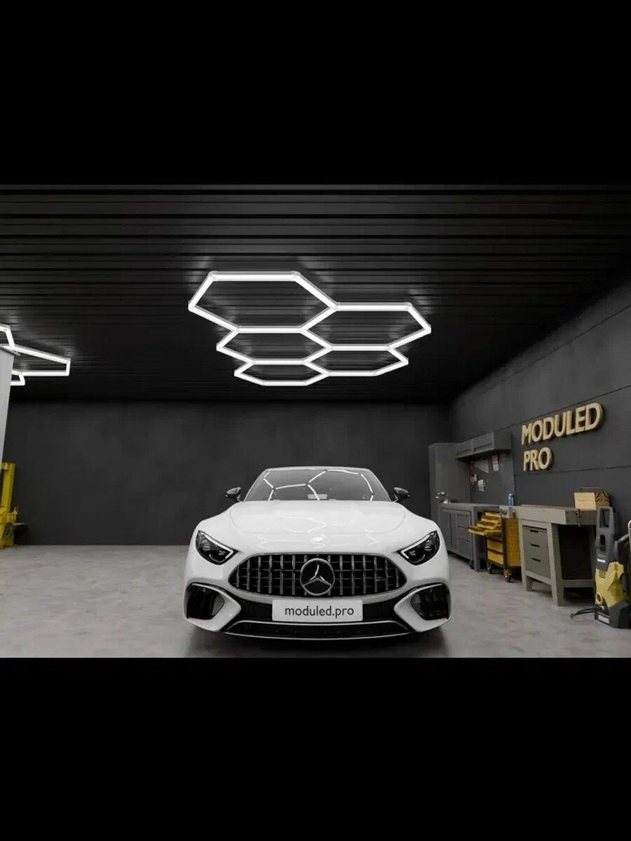 Светодиодное освещение для гаража/автосервиса LED Workshop, панель соты 6500К/161W размер 2438x1640mm