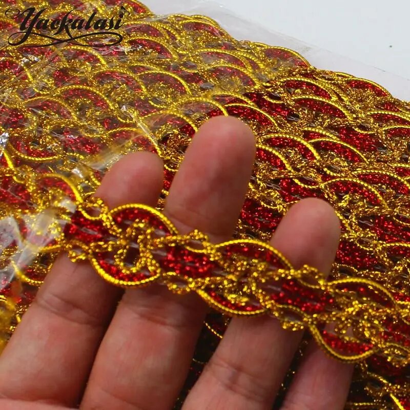Золотые кружевные ленты Yackalasi 15 ярдов Красный, Red