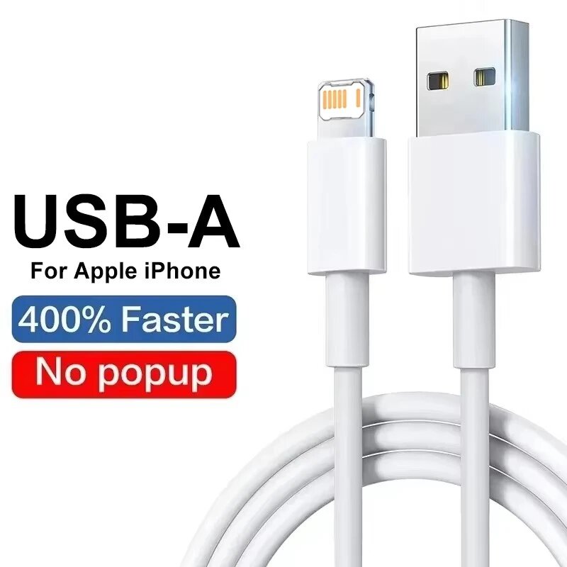 Кабель USB-C Для Быстрой Зарядки 35W Для iPhone 6S/7/8/11/12/13/14 Pro 0.25m, USB-A For i6 to i14