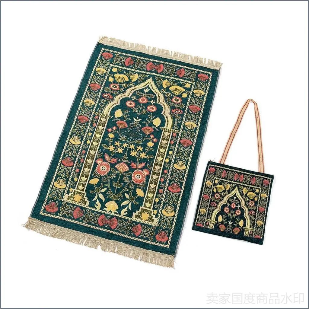 Коврик для намаза 70x110см с кистями, Зеленый