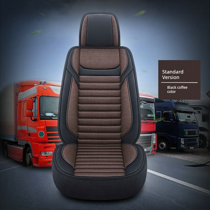 Чехлы для сидений автомобилей JAC J3/J5/J6, 1-местные, стандартная версия, черно-бежевый, хлопок и лен