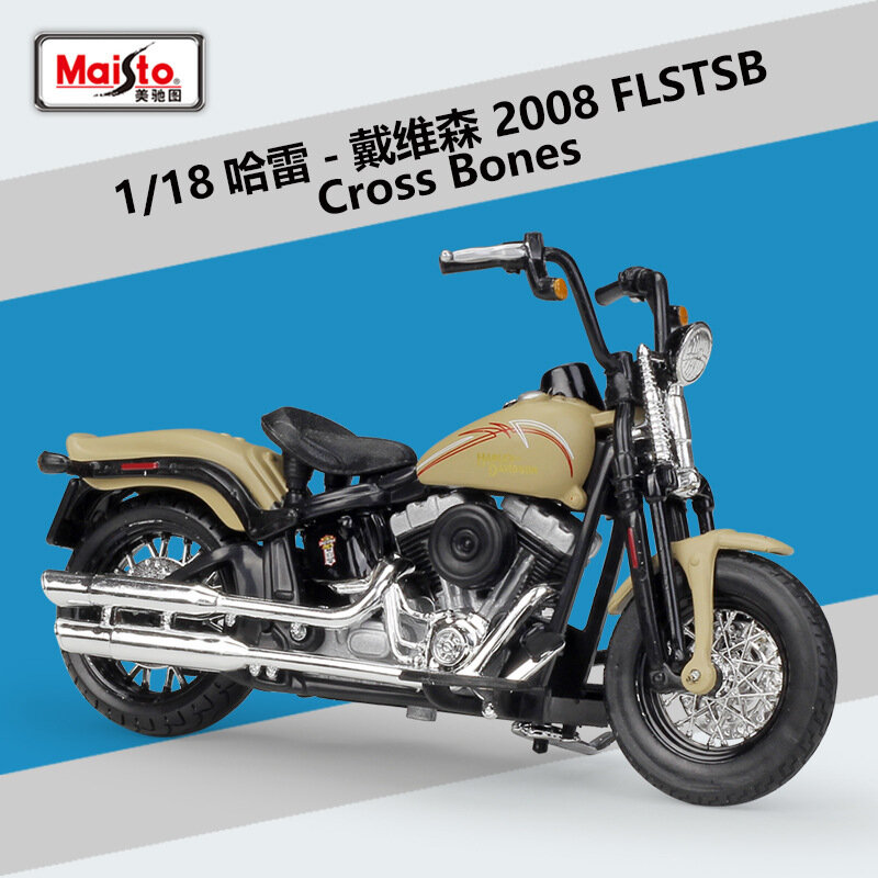 Коллекционная модель мотоцикла Maisto 1:18 2008 Harley-Davidson FLSTSB Cross Bones, Beige (Бежевый)