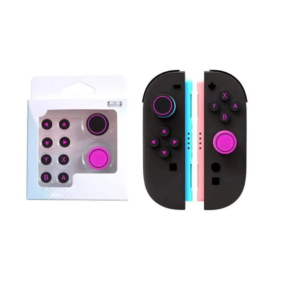 (2025) Аксессуары для контроллера Joy Con Nintendo Switch 2 NS2: силиконовые накладки на стики, колпачки джойстика, кнопки D-pad, клавиши ABXY, наклейки.