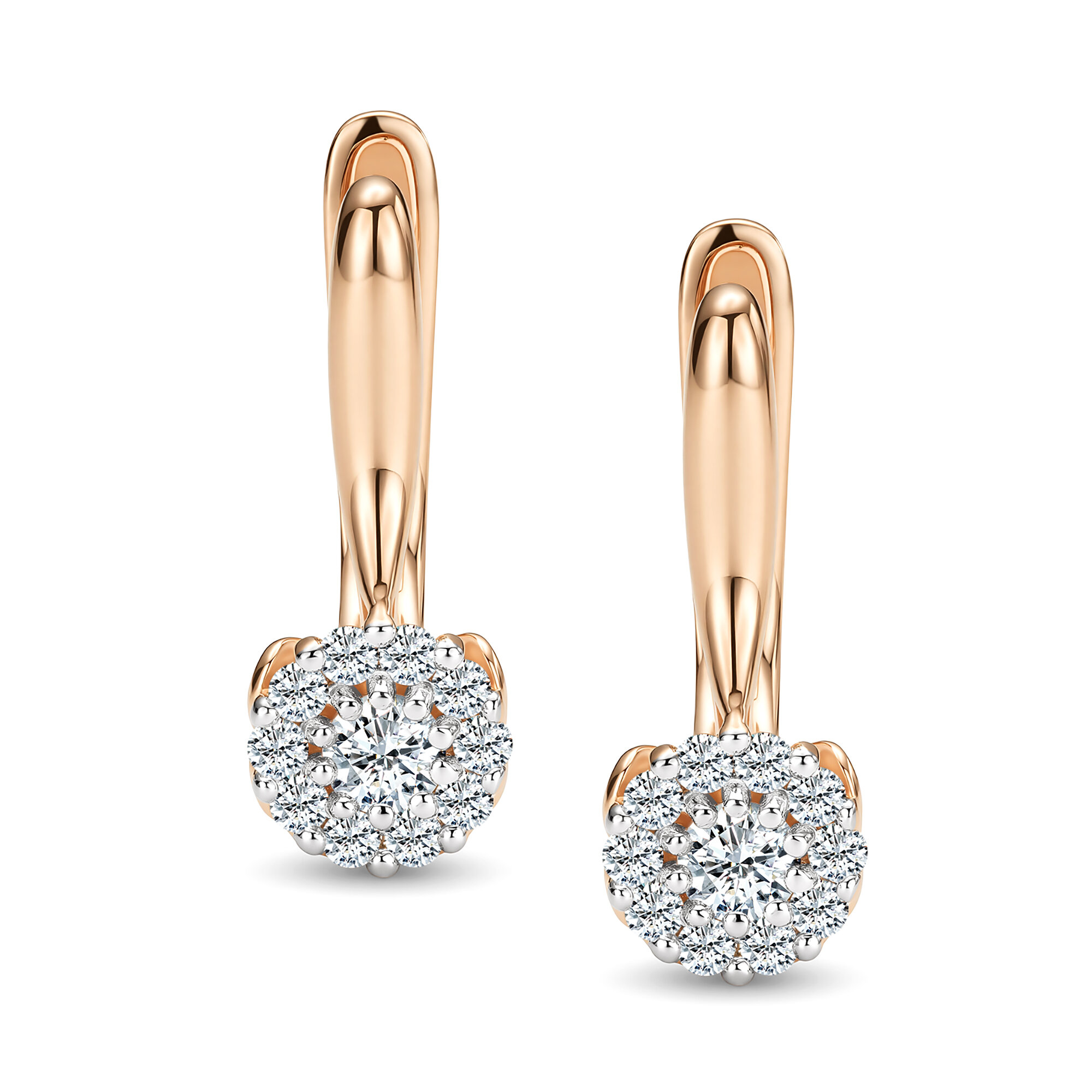 Серьги Diamant online, красное золото, 585 проба, бриллиант