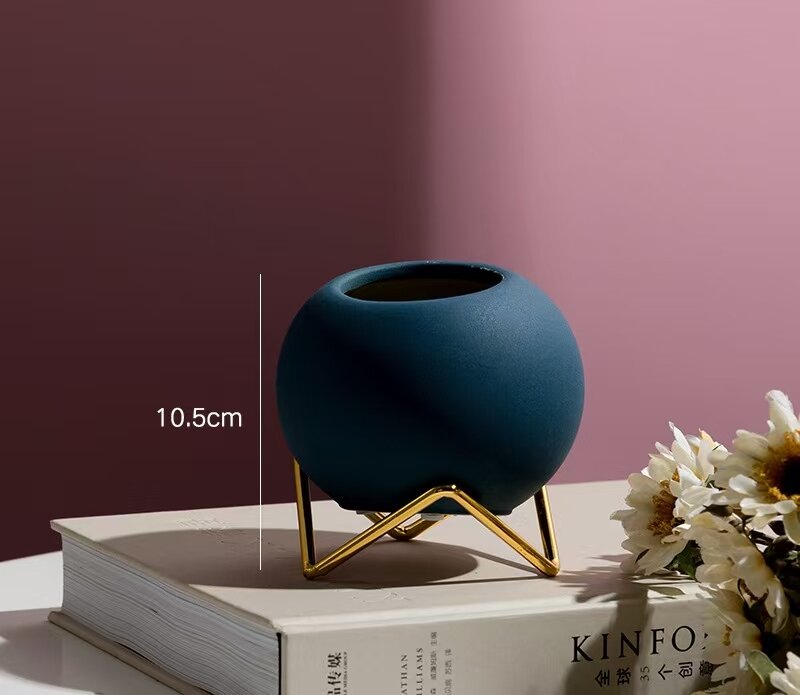 Кашпо настольная Morandi, керамическое, Синий, диаметр 10.5 см