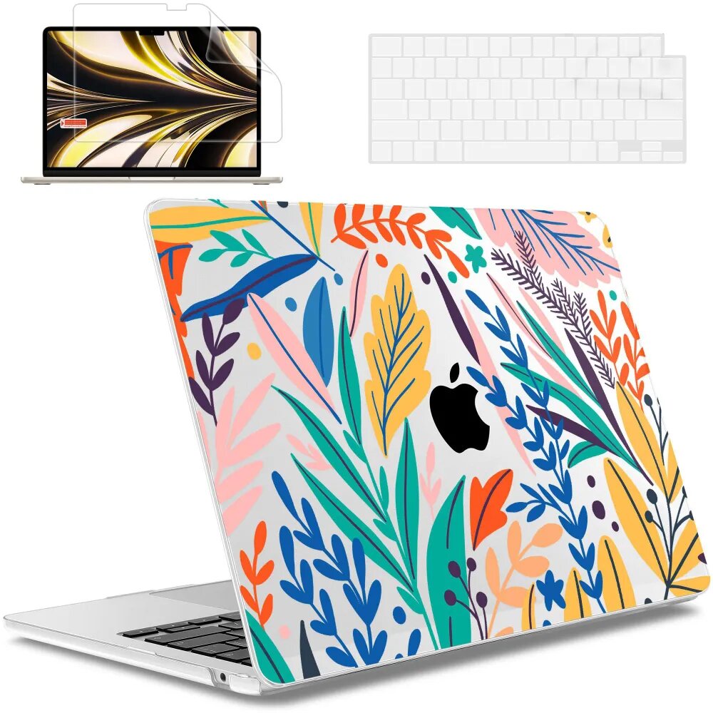 Совместим с 13-дюймовым чехлом MacBook Air (модели A1369 и A1466, более старая версия 2010-2017 годов выпуска), пластиковым жестким чехлом с крышкой клавиатуры и защитной пленкой для экрана,