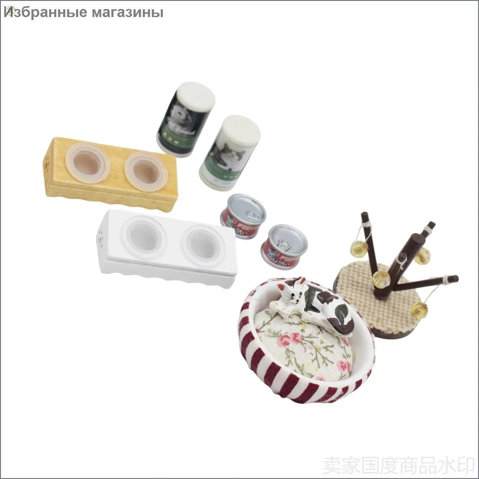 Коллекционный набор миниатюрной мебели: кровать для кошек в масштабе 1/12 декора сцены