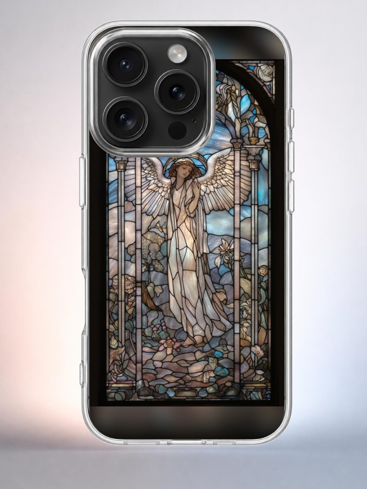 Чехол iPhone 15 Pro Ангел витраж Y2K Indie Sleaze