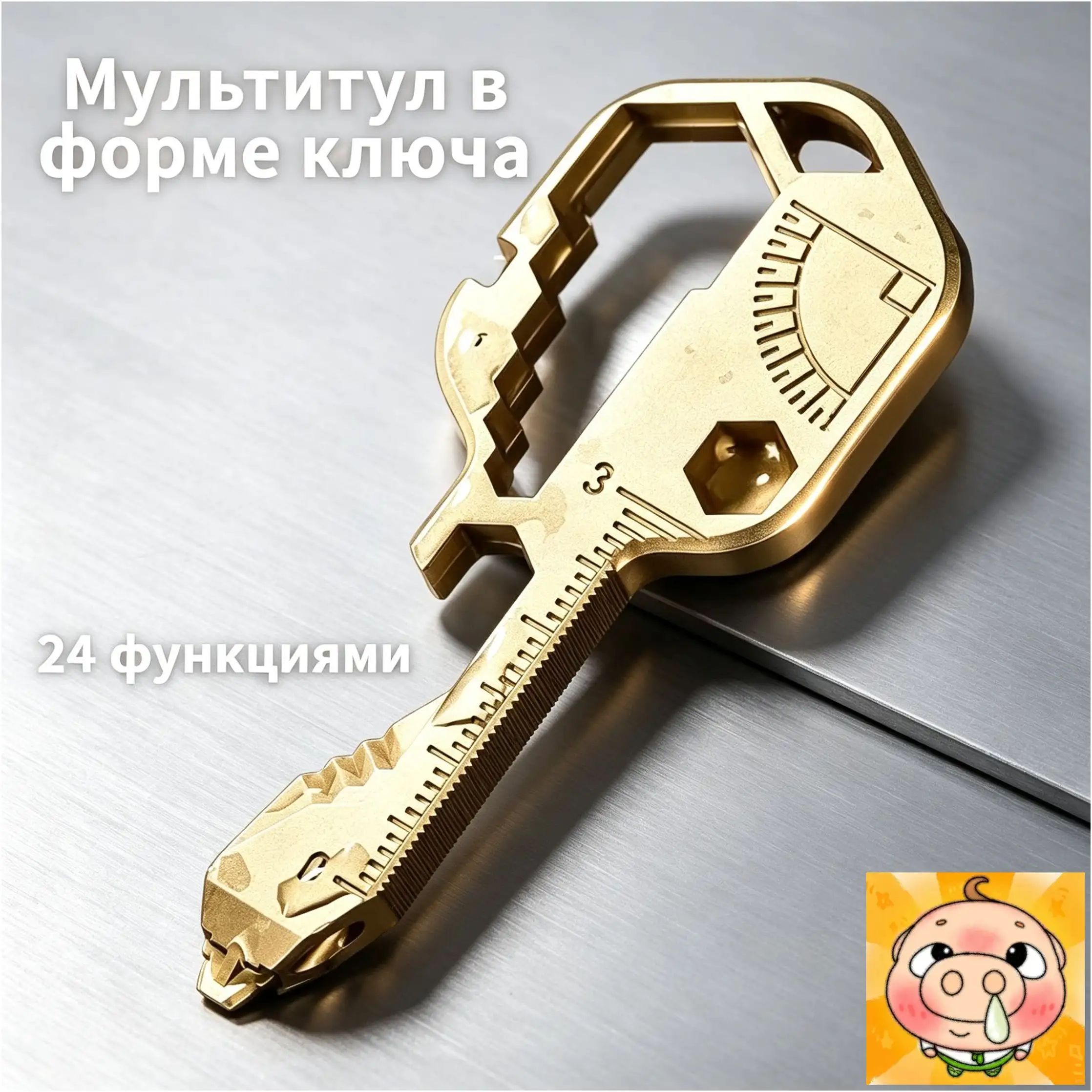 Мультитул в форме ключа с 24 функциями, 68мм*29мм, 1шт