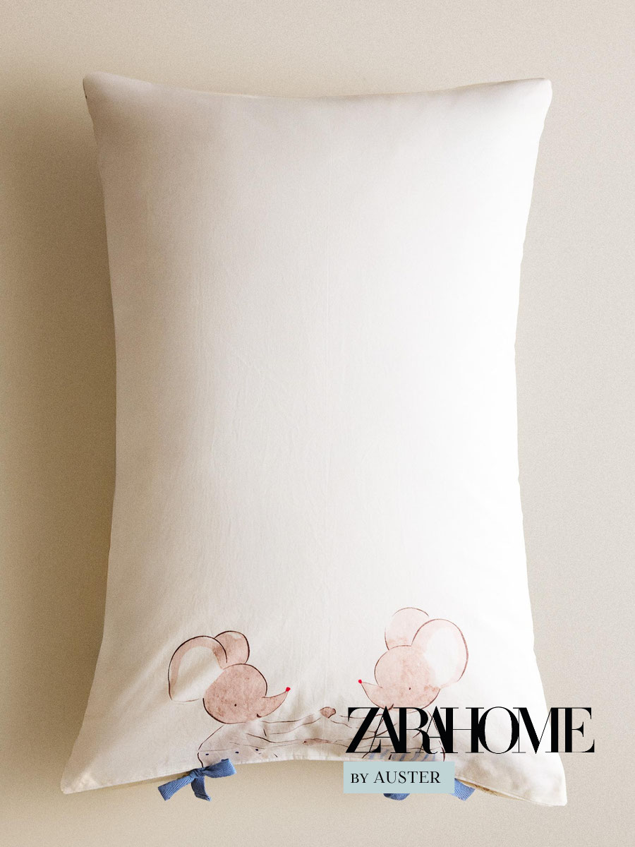 ZARA HOME Наволочка 30x50 см 1 шт хлопок, голубой, светло-бежевый детский