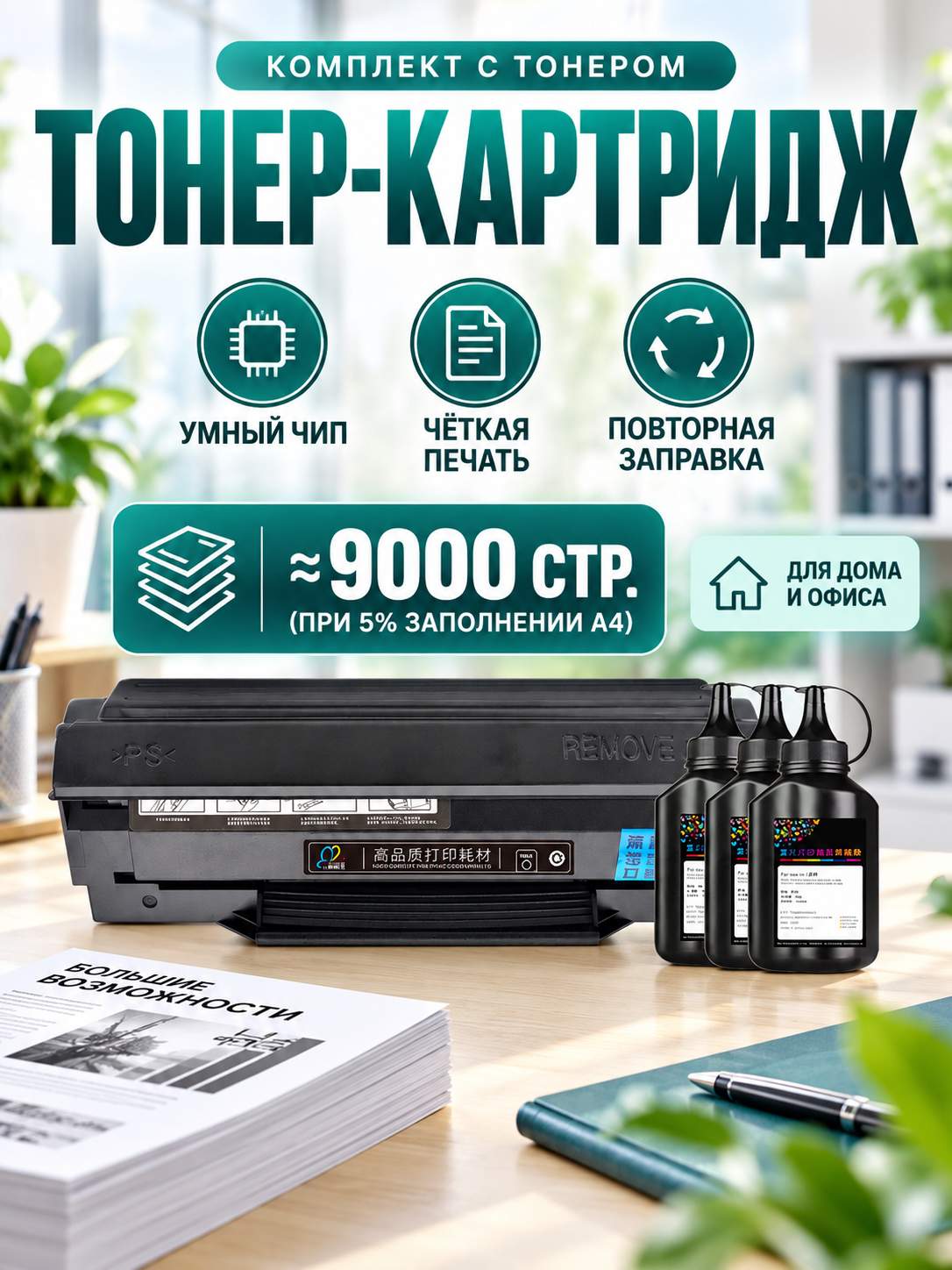 Картридж высокой емкости PC‑211EV с тонером, заправляемый, для дома и офиса, четкая лазерная печать