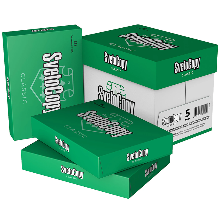 Бумага офисная А4, 80 г/м2, 500 л, марка С, SVETOCOPY CLASSIC, 146% (CIE) - 5 шт