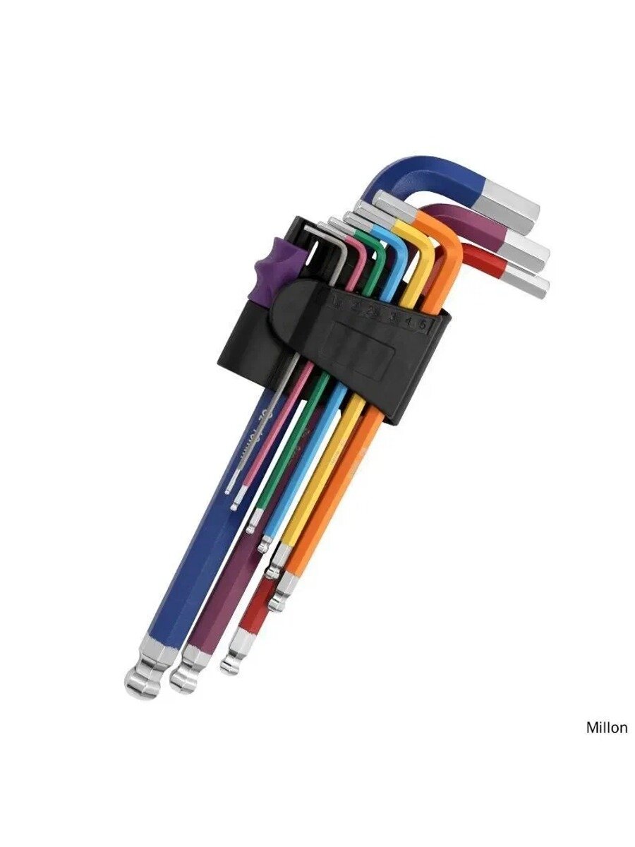 Набор Г-образных ключей с шаром, метрических, WERA 950 SPKL/9 Hex-Plus Multicolour BlackLaser 1 SB (WE-073593) 9 предметов