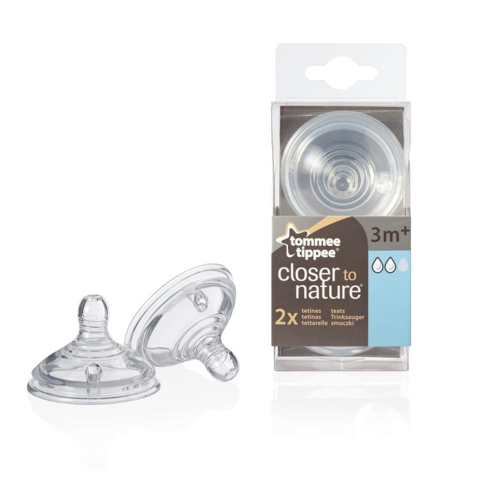 Соска Tommee Tippee силиконовая на бутылочку, 3 месяца, 2 штуки