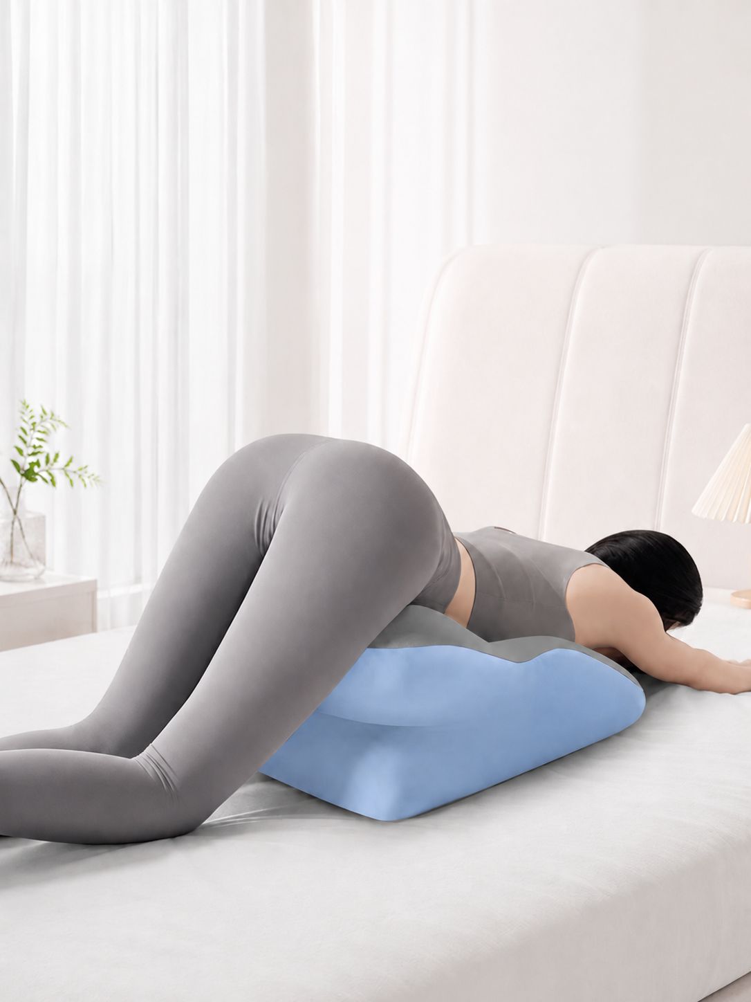 Подушка-валик ортопедическая 38x58 см, пена Balance Foam, высота 40 см, для пар, с дополнительной подушкой 26x13,5x7,5 см