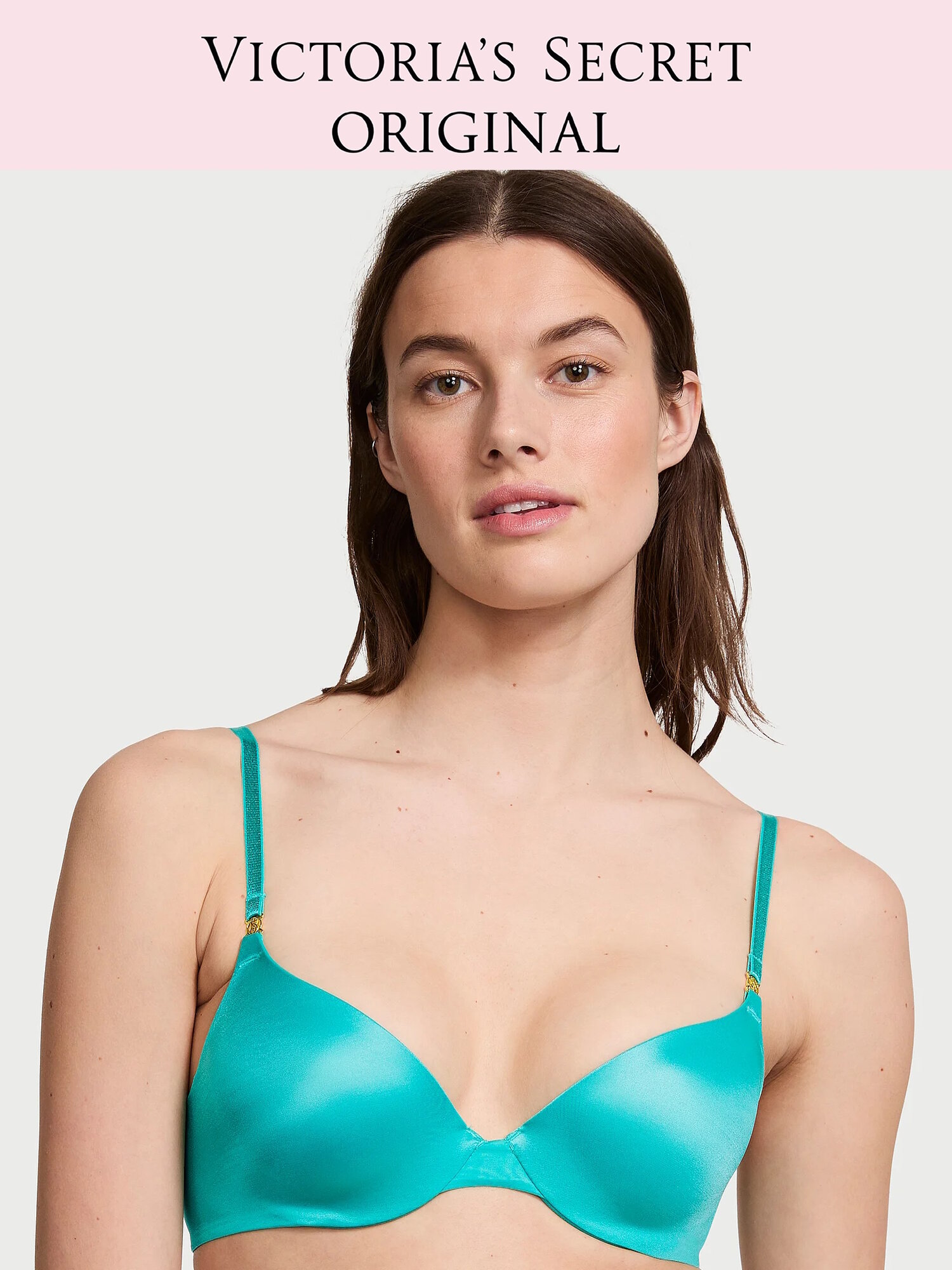 Бюстгальтер Victoria's Secret 38DD (E) тиффани гладкий с золотистой фурнитурой