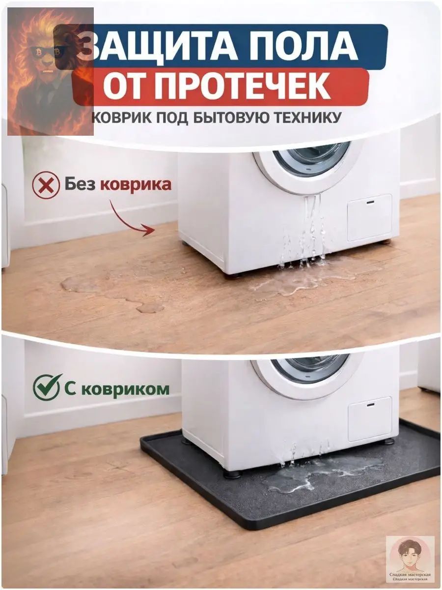 Эксклюзивный силиконовый коврик 50х60 см для бытовой техники, водонепроницаемый поддон, предотвращающий протечки