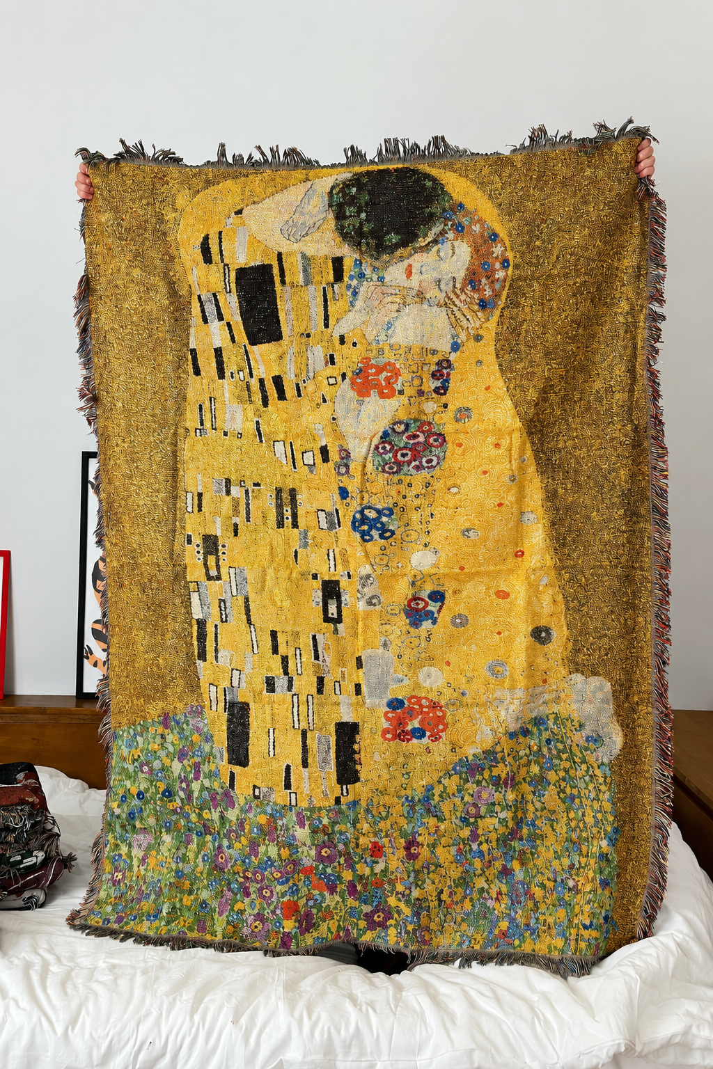 Великолепный вязаный гобеленовый ковер диван Klimt kiss gift, 130см*160см