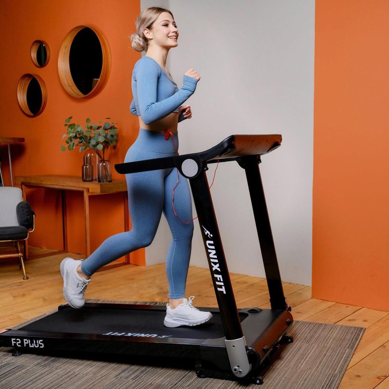 Беговая дорожка для дома UnixFit высокотехнологичная / Hi-tech F2 PLUS, складная, бесконтактное управление, пиковая мощность 3 л. с. до 120 кг, скорость 1-16 км/ч, угол наклона 0-15%