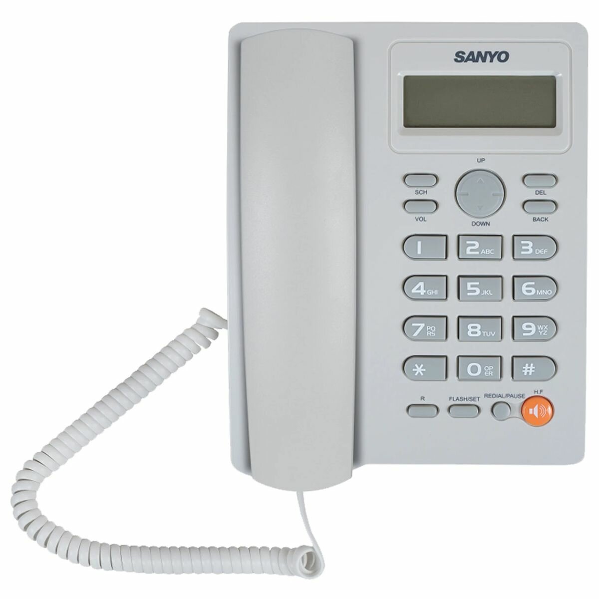 Телефон SANYO RA-S306W, спикерфон, память 50 номеров, тональный / импульсный режим, белый (RA-S306W)
