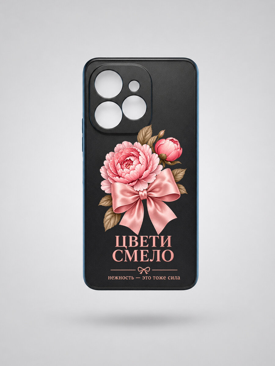 Чехол для Infinix HOT 40, силикон, Пионы, soft touch, матовый, мягкий, тонкий