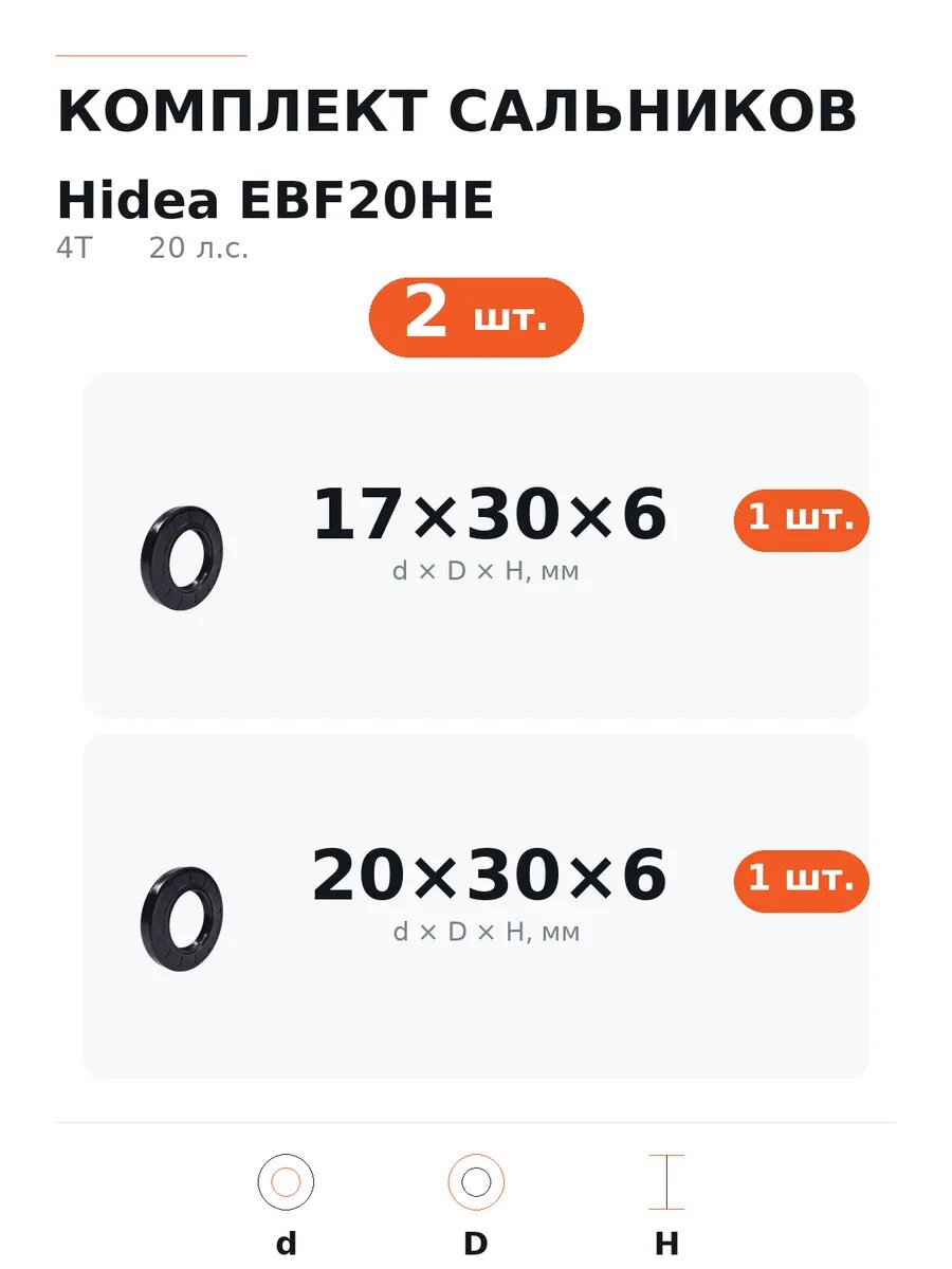 Комплект сальников Hidea EBF20HE