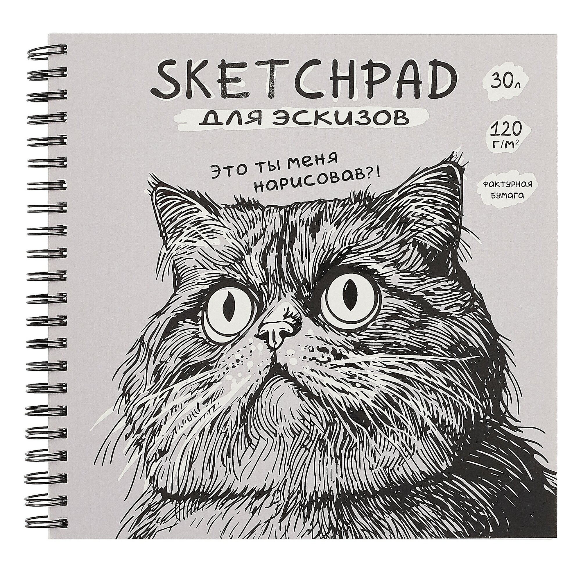 Скетчбук «Кот», 190x190 мм, 30 листов, 120 г/м2, Listoff