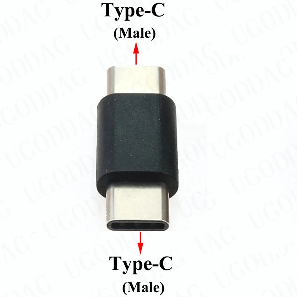 Кабель Type-C Male to Male, 2 шт, черный