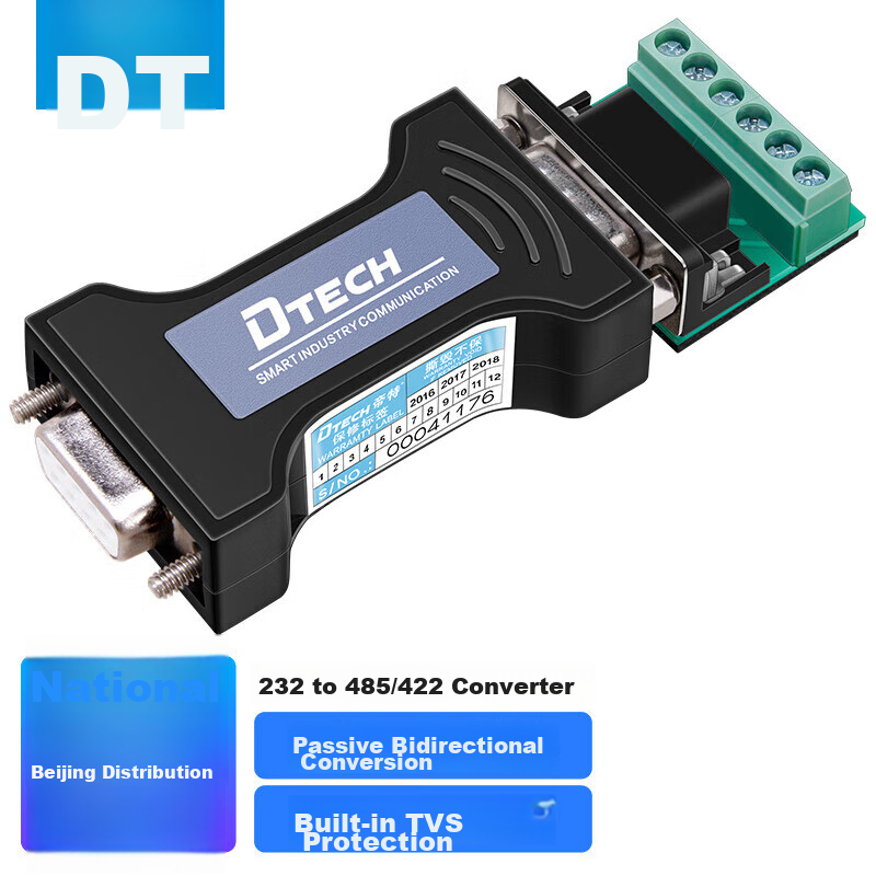 DTECH RS232 в RS485/RS422 пассивный конвертер промышленного класса с двусторонней передачей и защитой от молнии и