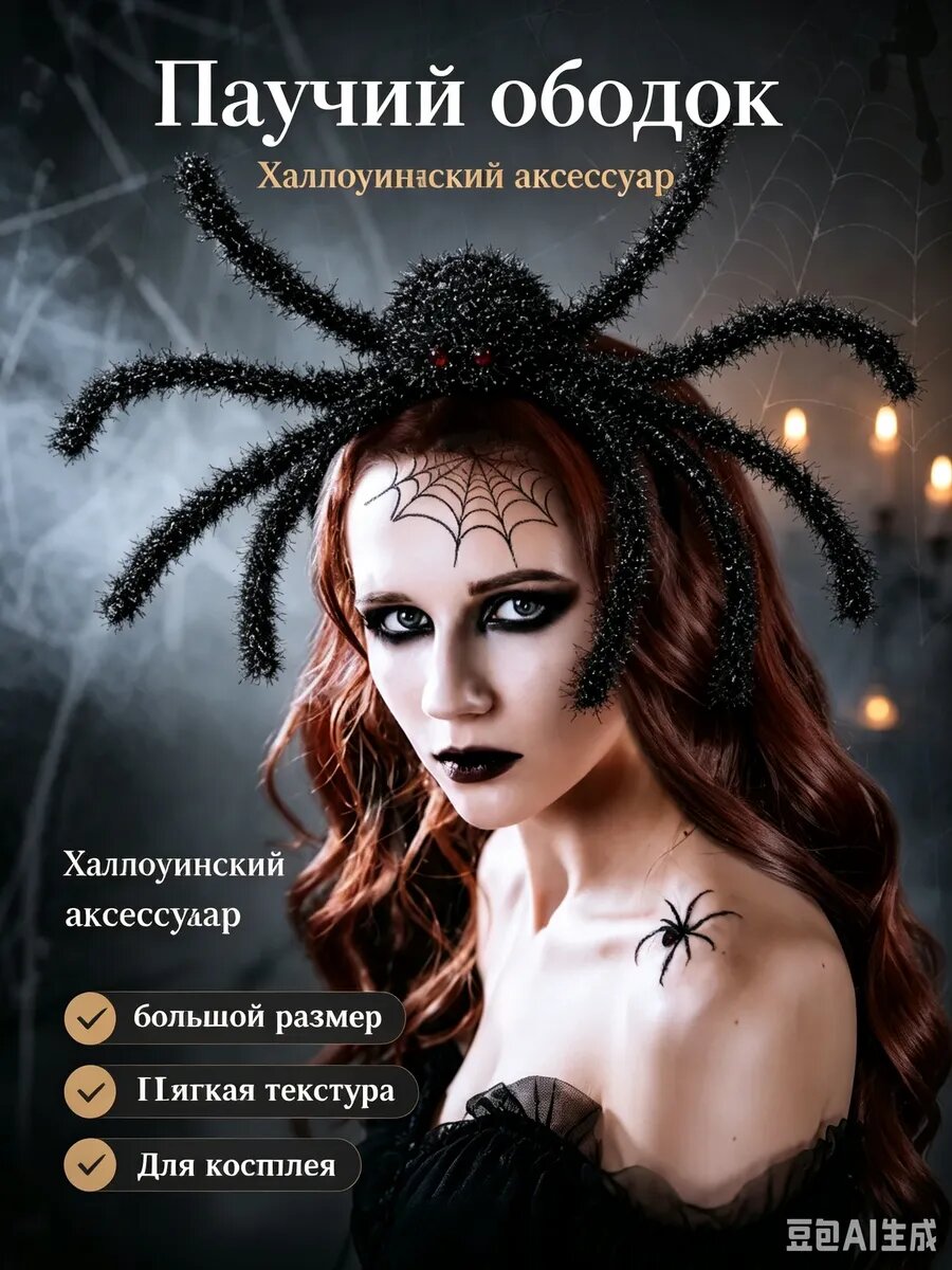 Смешной ободок с пауком на голову для Хэллоуина