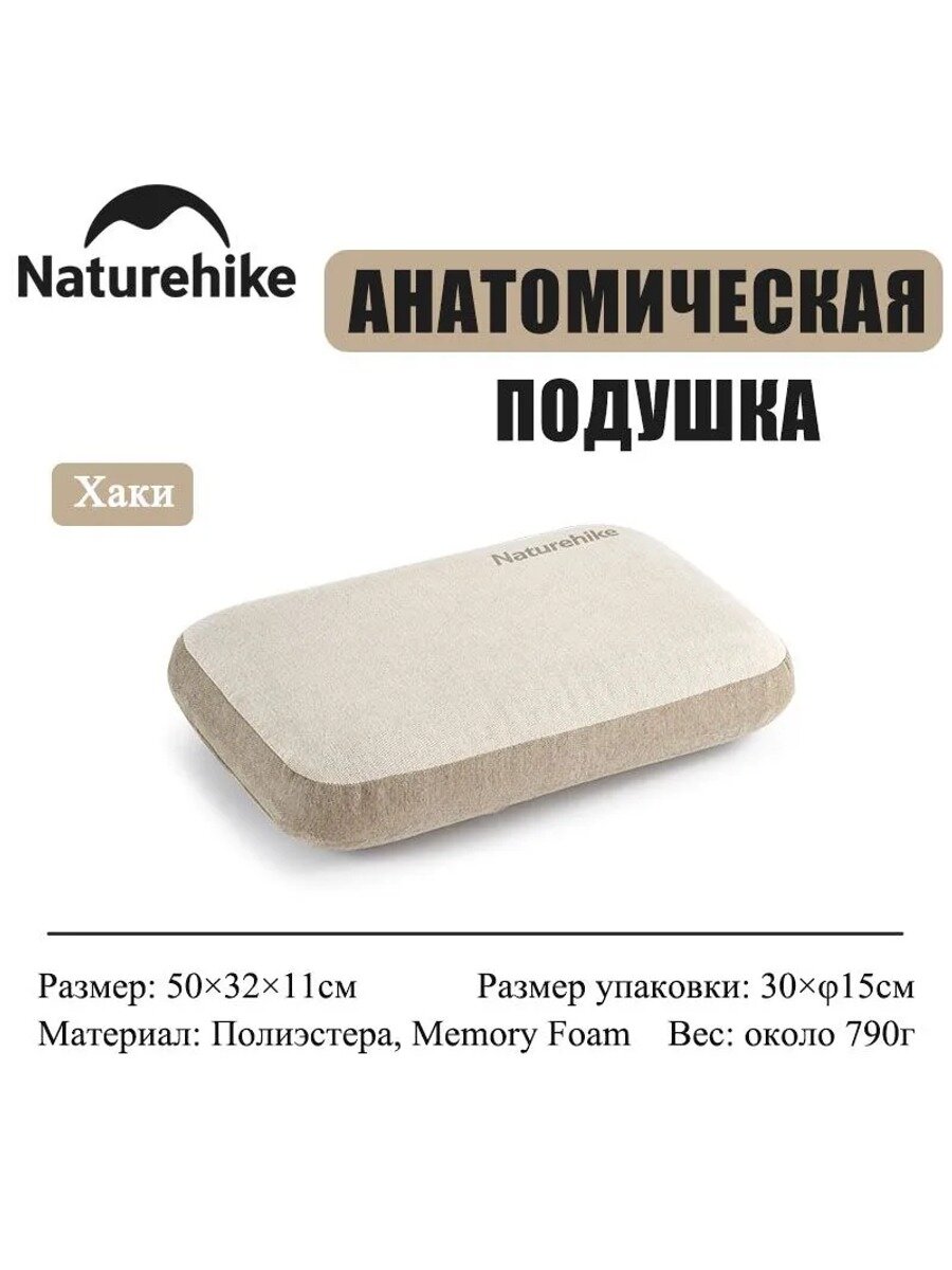 Анатомическая ортопедическая подушка с эффектом памяти для сна, Naturehike, 1 шт.