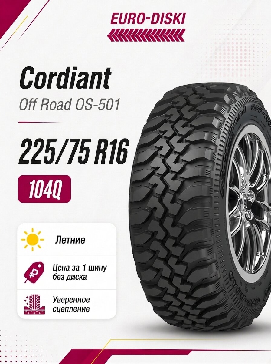 Летние шины 16/225/75 Cordiant Off Road OS-501 104Q