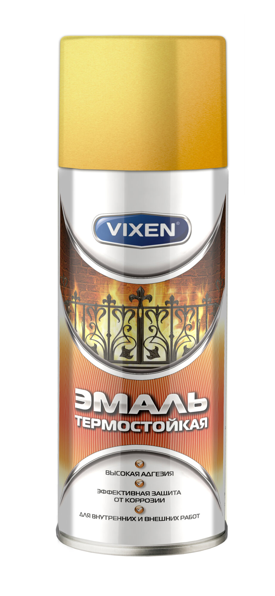Vixen VX-53007 Эмаль термостойкая, золото, аэрозоль 520 мл VIXEN VX53007