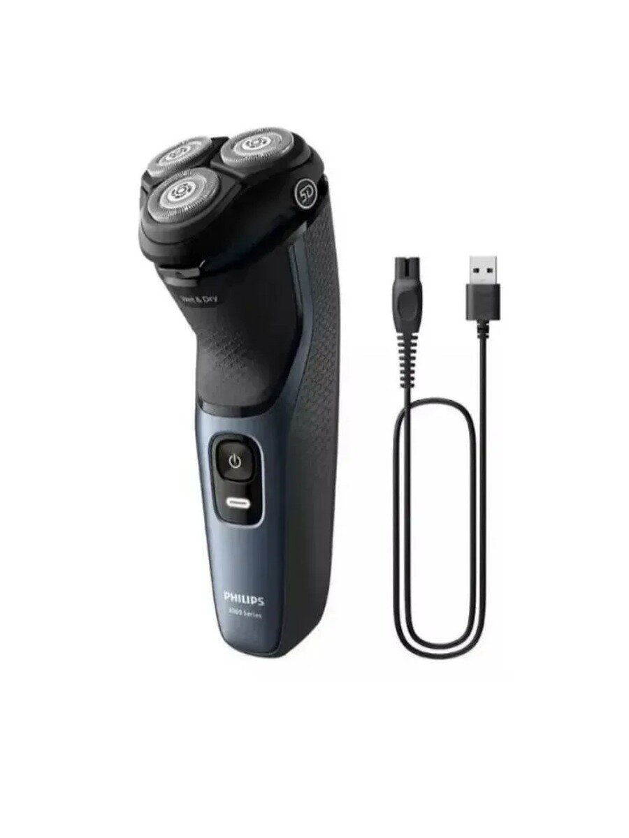 Philips Электробритва S3144/00, темно-синий, роторная, влажная и сухая, с триммером