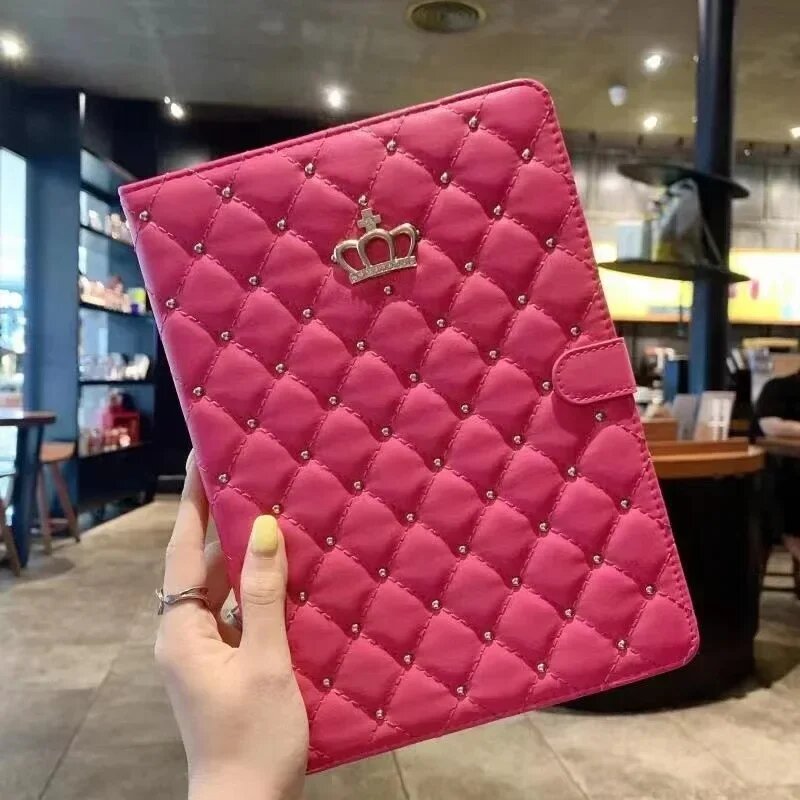 Кожаный чехол Crown Diamond для iPad Air 5/4, Mini 6/7 iPad Air 11 M2 2024, Красный, ROSE RED