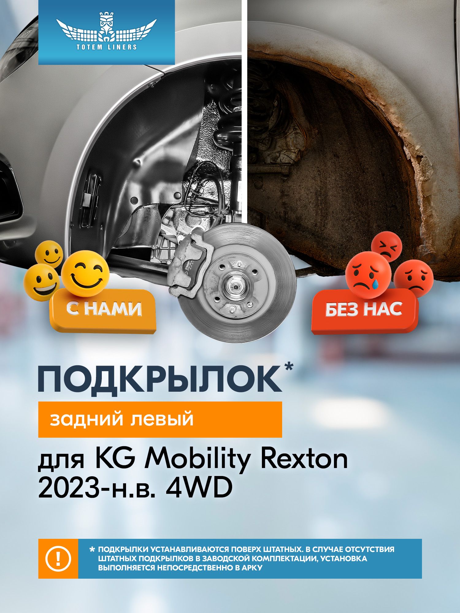 Подкрылок для KG Mobility Rexton 2023-н. в. задний левый ( ) Внедорожник 5 дв. 4WD - TOTEM