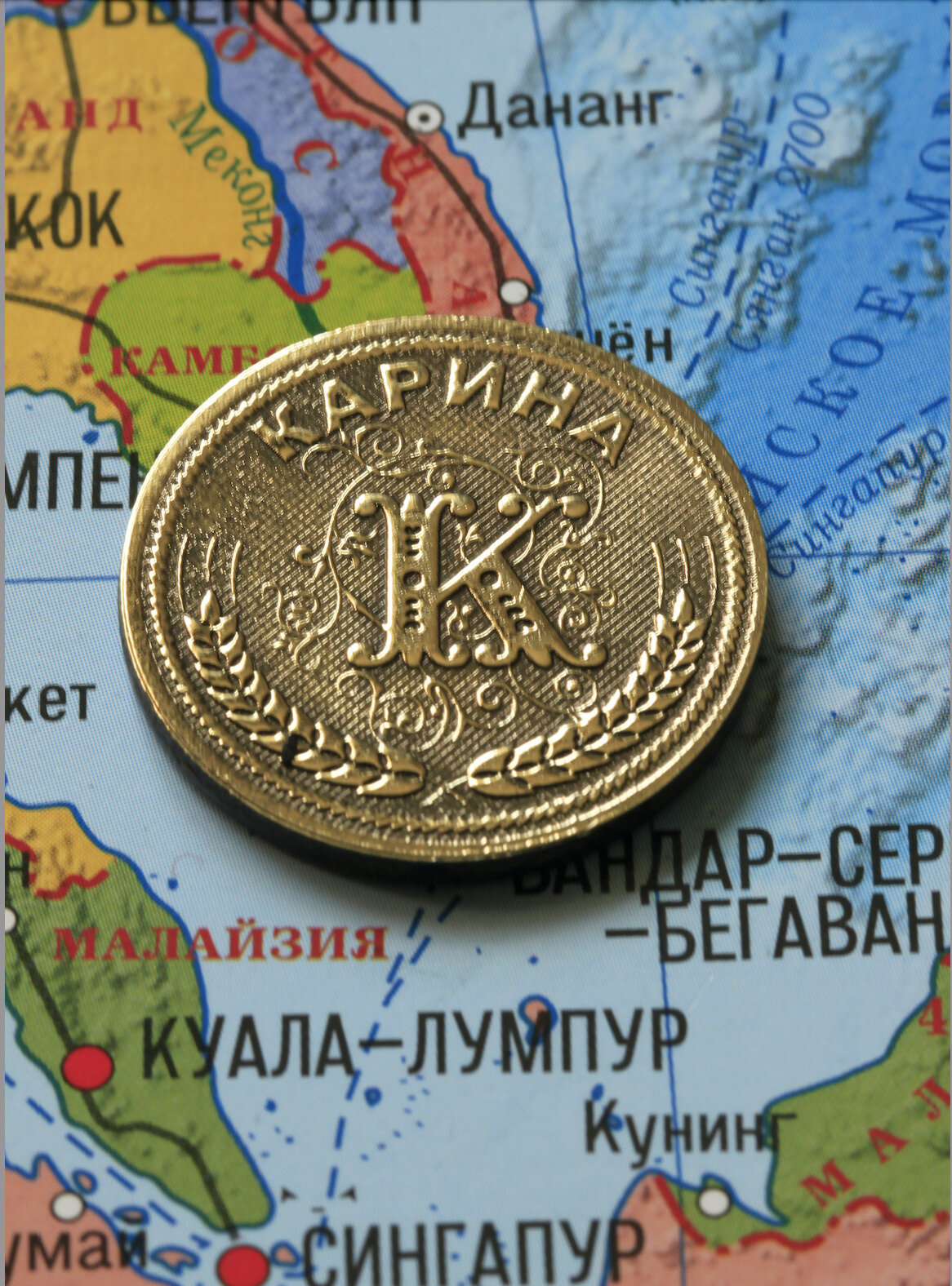 Именная сувенирная монетка - Карина