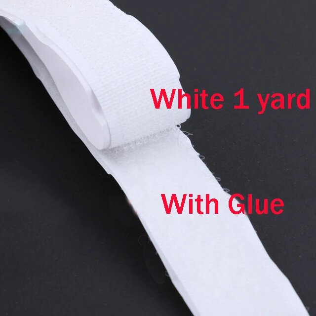 Липучка Magic Tape черная/белая 16/20/25/30 мм Белый, 25mm, With Glue White