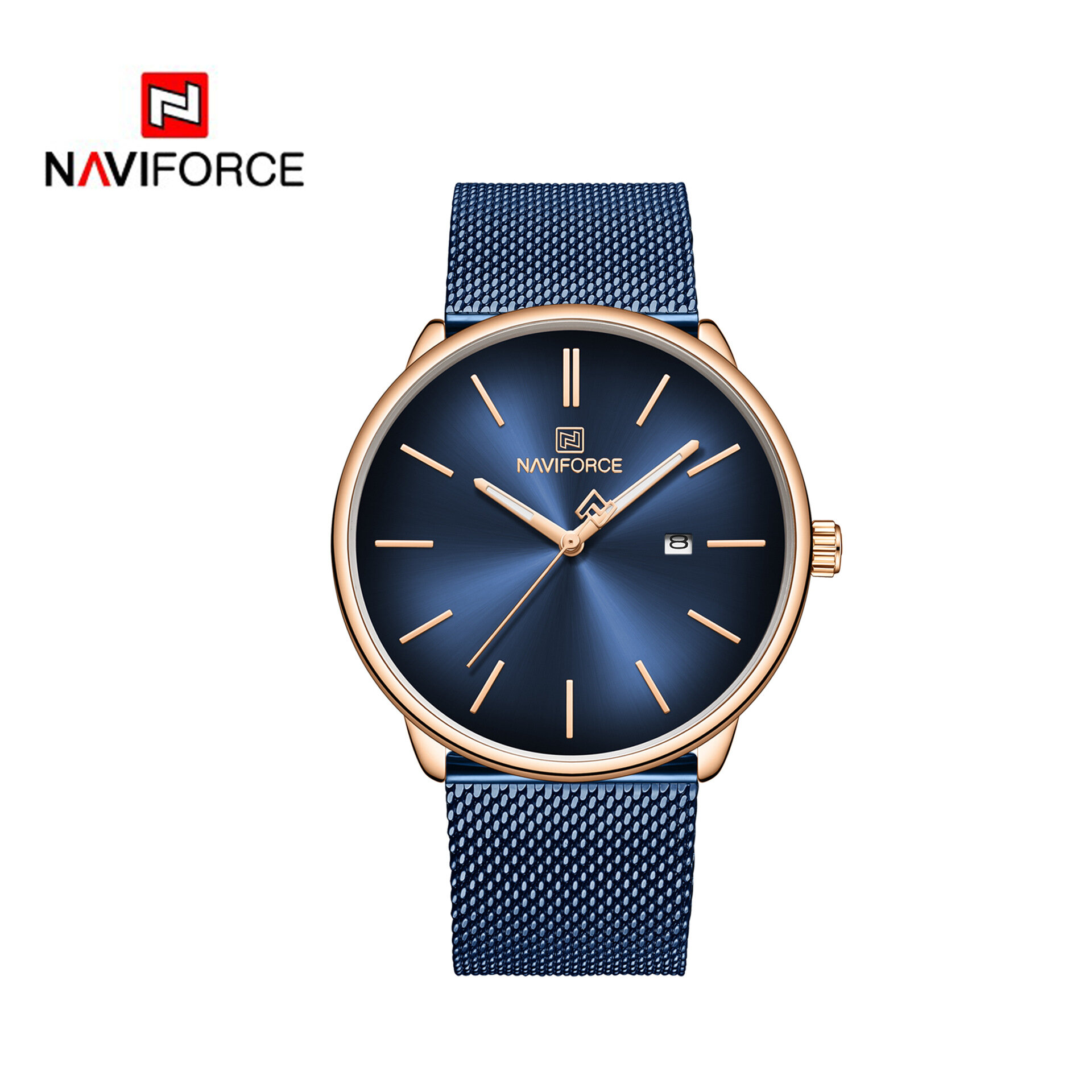 NAVIFORCE/Lingxiang 3012 Парные часы Водонепроницаемые кварцевые с сетчатым ремешком Мужские часы Модные часы с календарем Женские часы