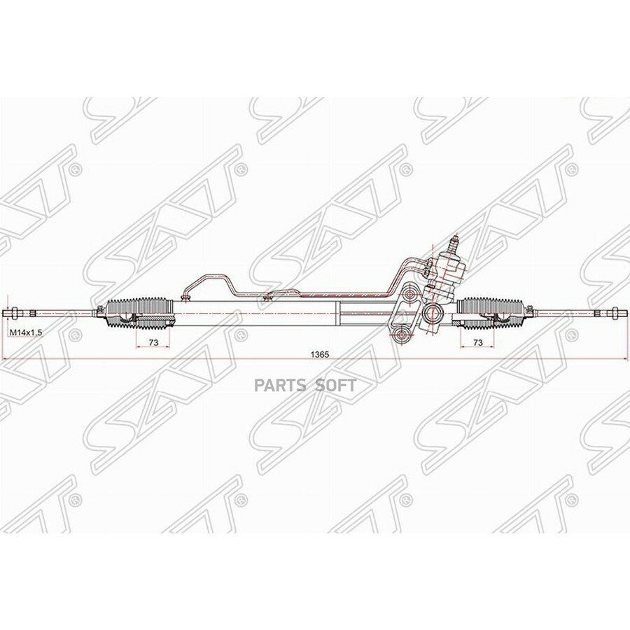 Рейка рулевая Hyundai H1 97-07 / Starex 97-07 (Левый руль) от официального дистрибьютора, SAT, артикул ST577004A600