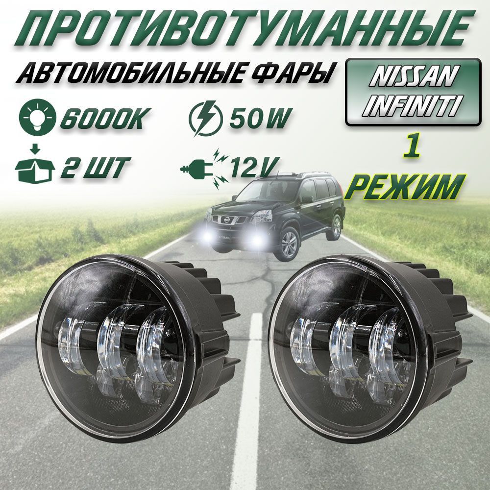 Светодиодные ПТФ 50W NISSAN / INFINITY (круглые)