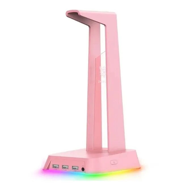 Подставка для наушников ONIKUMA ST-2, RGB подсветка / 3 USB + Аудиопорт, розовый. Товар уцененный