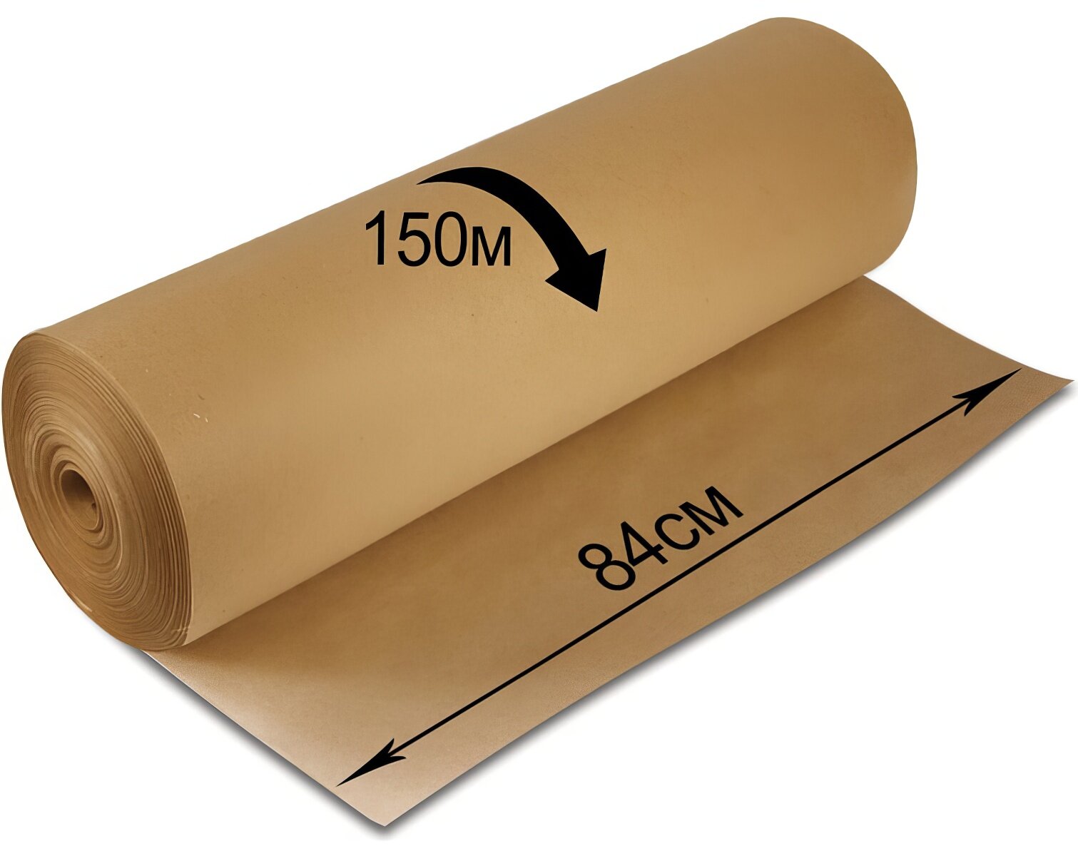 Крафт-бумага в рулоне, 840 мм х 150 м, плотность 78 г/м2, BRAUBERG 440147